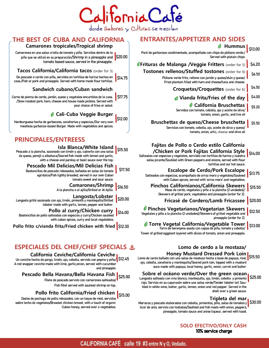 NUESTRA CARTA – California Cafe